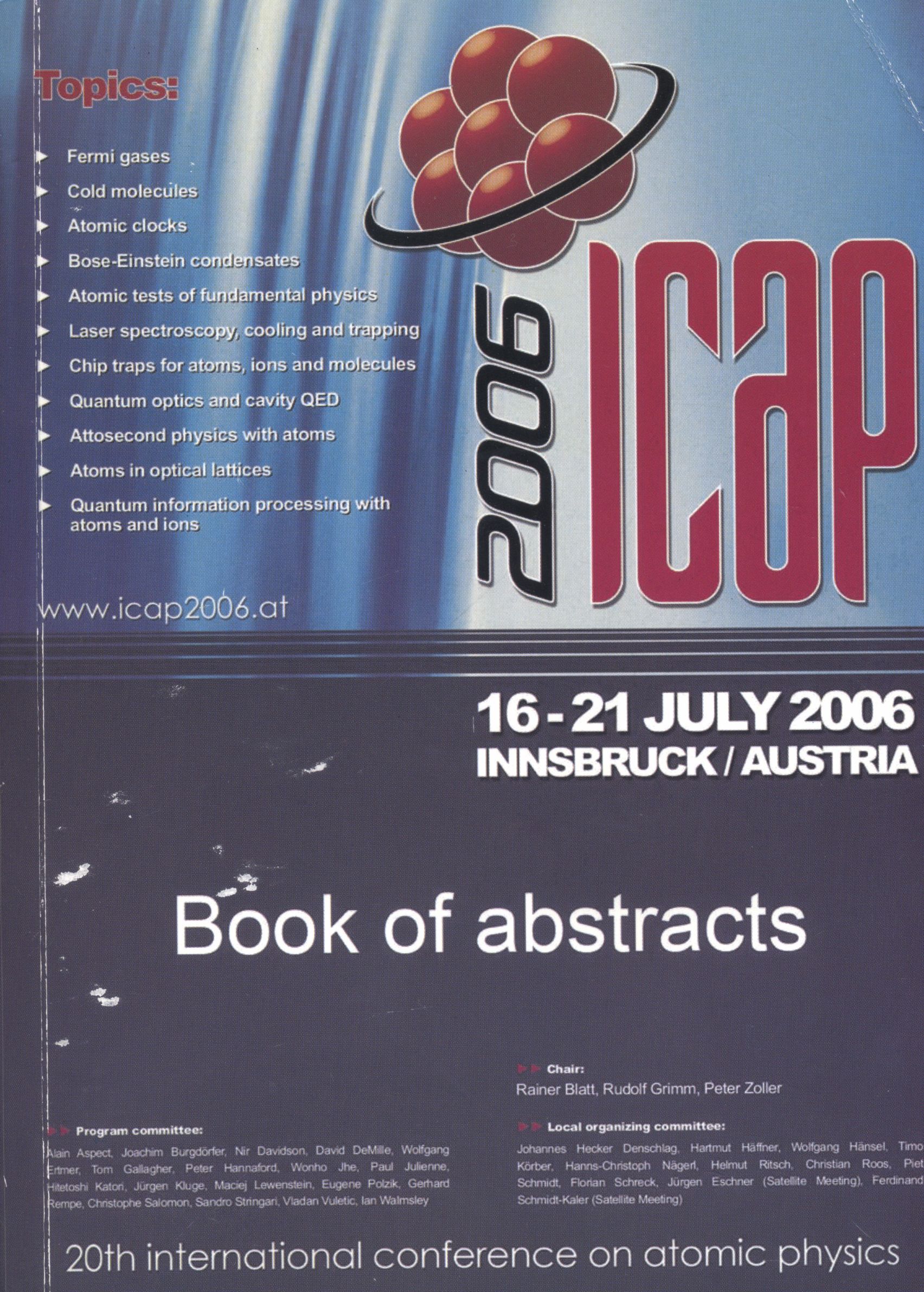 ICAP 2008, 21st International Conference on Atomic Physics XXI - Book ...